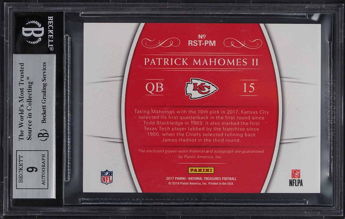 2017 National Treasures NFL Gear Patrick Mahomes II ROOKIE PATCH AUTO ...