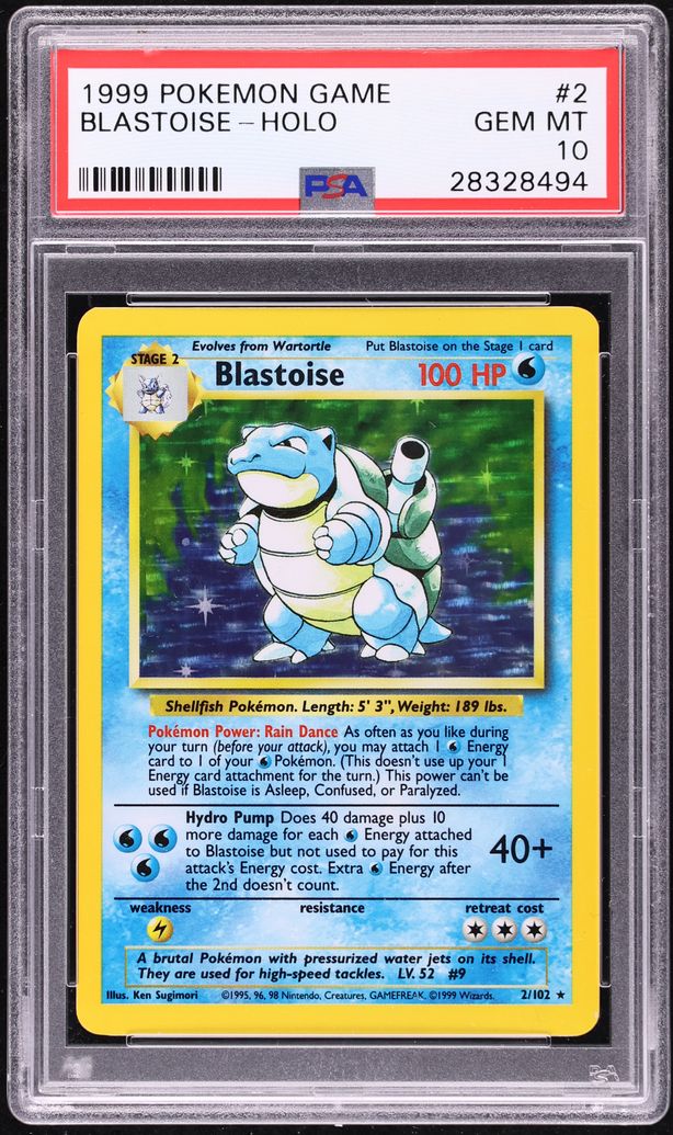 1999 Pokemon Base Set Holo Blastoise #2 PSA 10 GEM MINT on Fanatics Collect