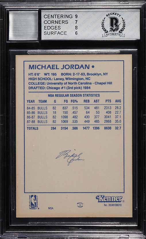 1988 Kenner Starting Lineup Michael Jordan AUTO #40 BGS 7 NRMT on ...
