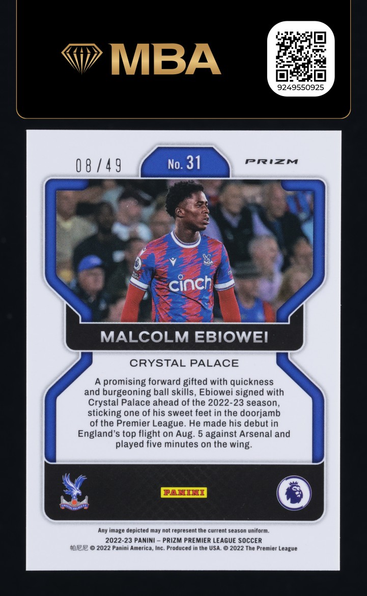 2022 Panini Prizm English Premier League Purple Malcolm Ebiowei None/49 ...