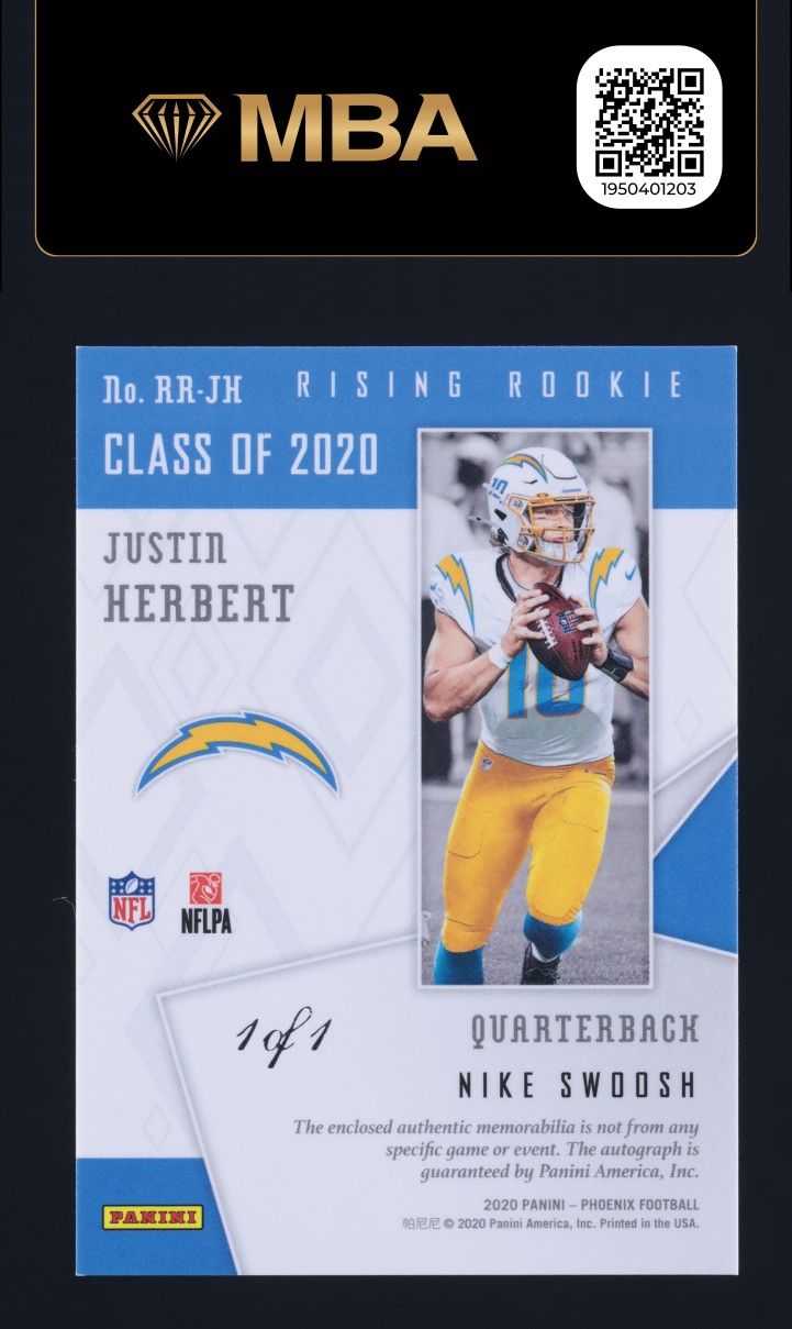 2020 Panini Phoenix Rising Justin Herbert ROOKIE NIKE PATCH AUTO 1/1 ...