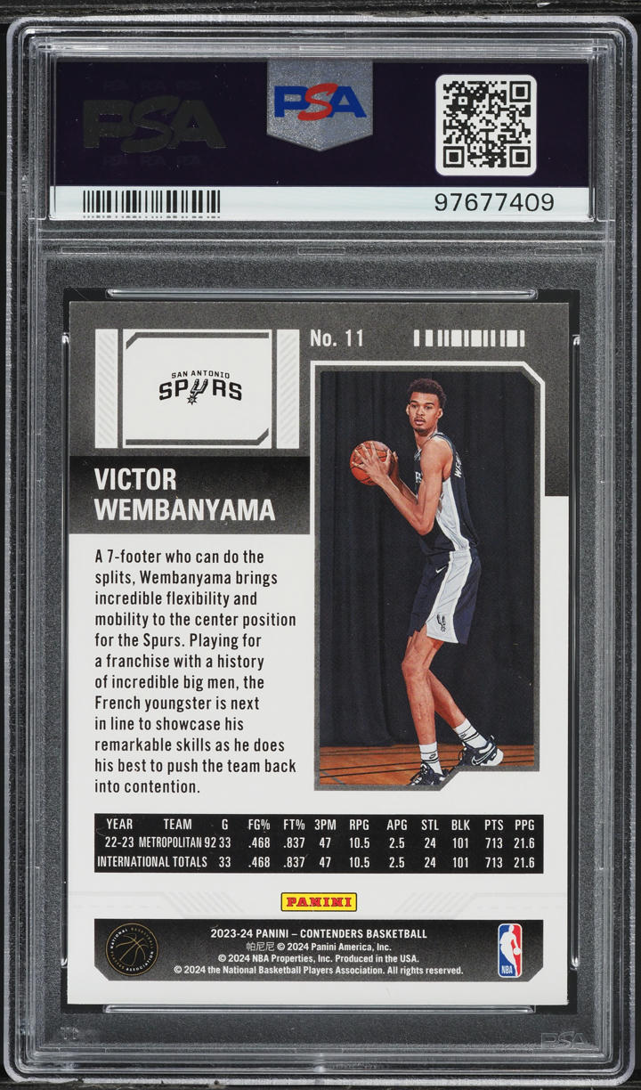 2023 Panini Contenders Retail Victor Wembanyama ROOKIE #11 PSA 10 GEM ...