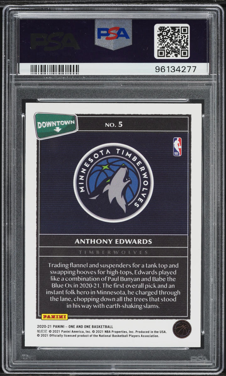 2020 Panini One And One Downtown Anthony Edwards ROOKIE #5 PSA 10 GEM ...