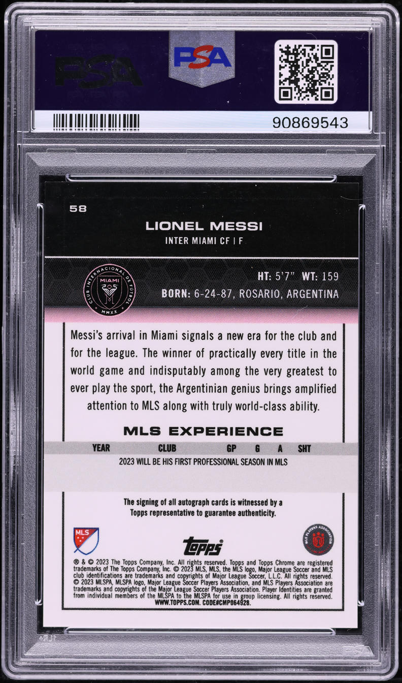 2023 Topps Chrome MLS Neon Green Refractor Lionel Messi AUTO /99 #58 ...