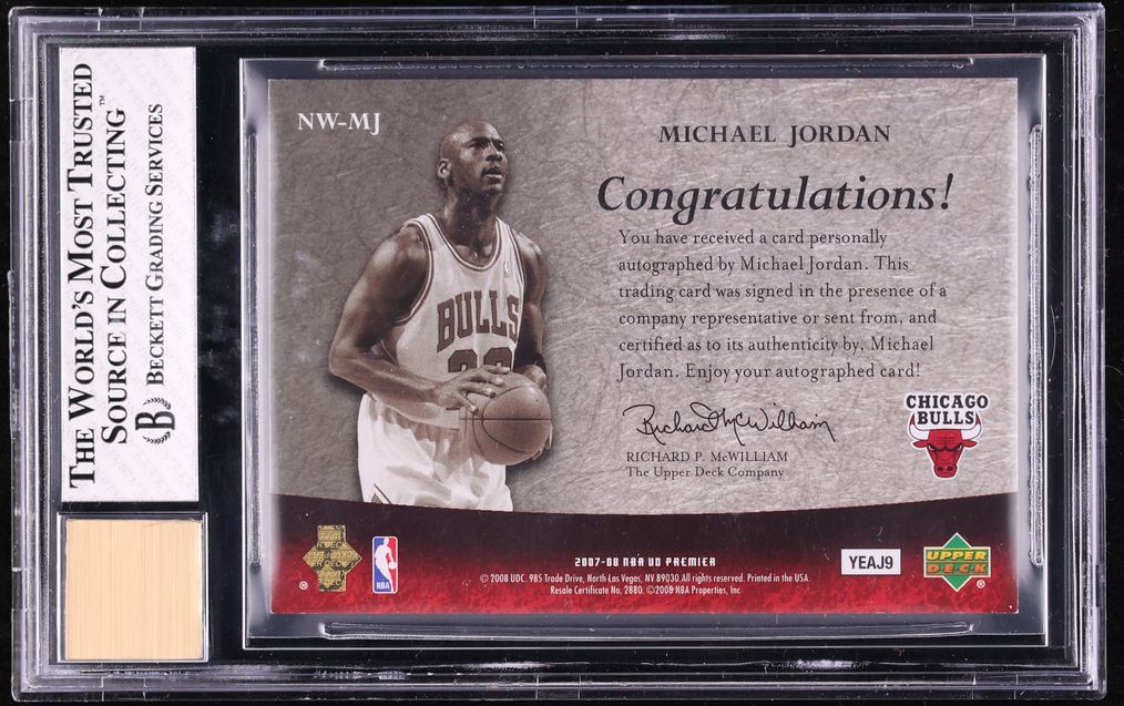 2007 Upper Deck Premier Noteworthy Michael Jordan AUTO /69 #NW-MJ BGS 8 ...