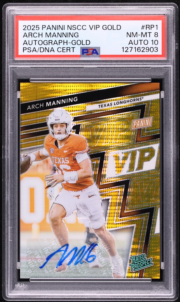 2025 Panini NSCC VIP Gold Arch Manning ROOKIE AUTO DNA 10 /10 #RP1 PSA ...
