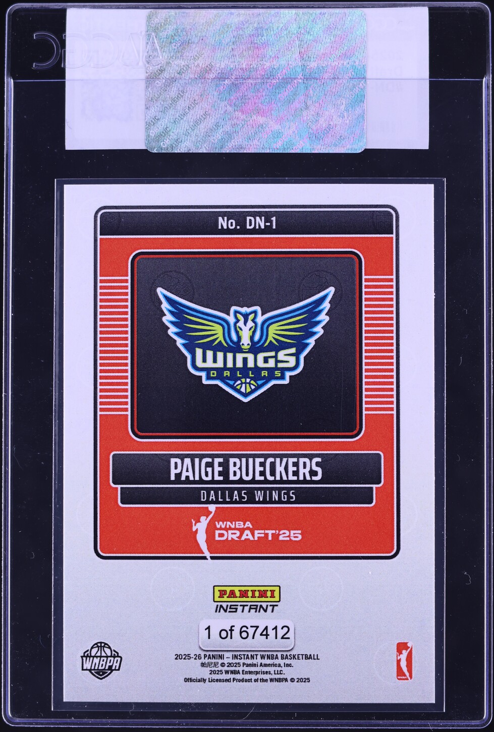 2025 Panini Instant WNBA Draft Night Paige Bueckers ROOKIE /67412 #DN-1 ...