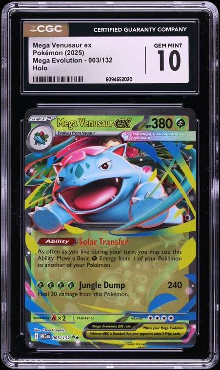 2025 Pokemon Mega Evolution Holo Mega Venusaur EX #3 CGC 10 GEM MINT on ...