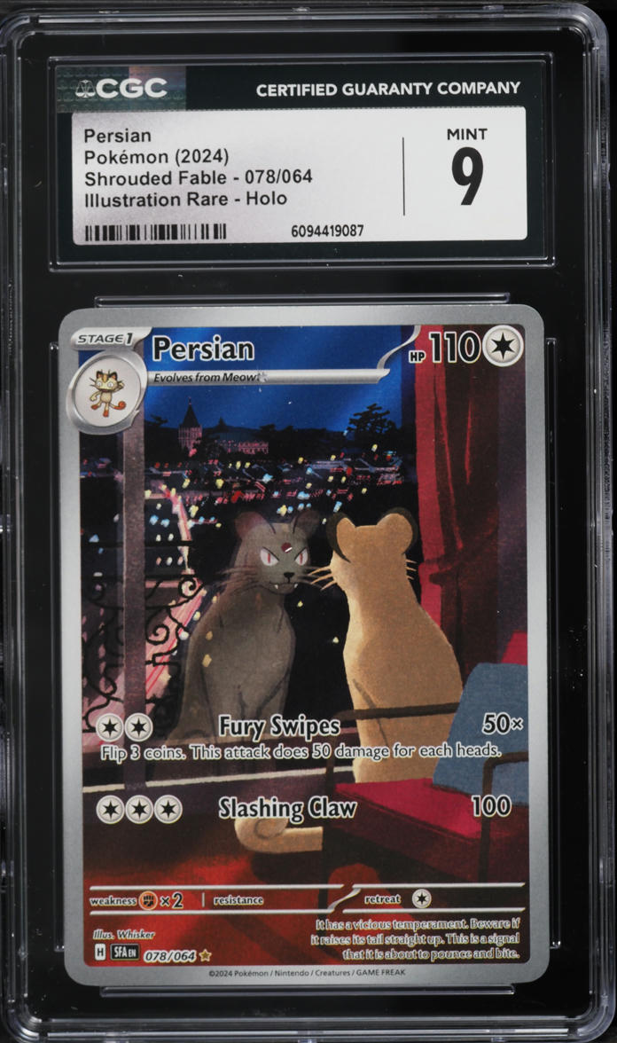 2024 Pokemon Scarlet & Violet Shrouded Fable IR Persian #78 CGC 9 MINT ...