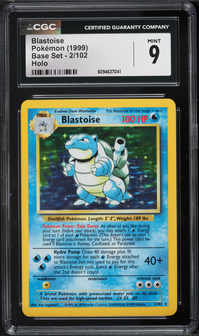 1999 Pokemon Base Set Unlimited Holo Blastoise #2 CGC 9 MINT on ...