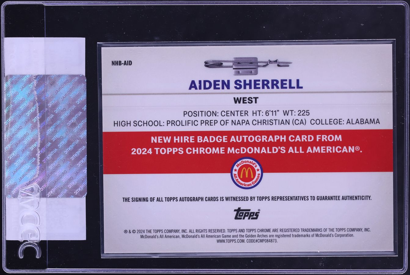 2024 Topps Chrome McDonald's A/A Tie-Dye Refractor Aiden Sherrell ...