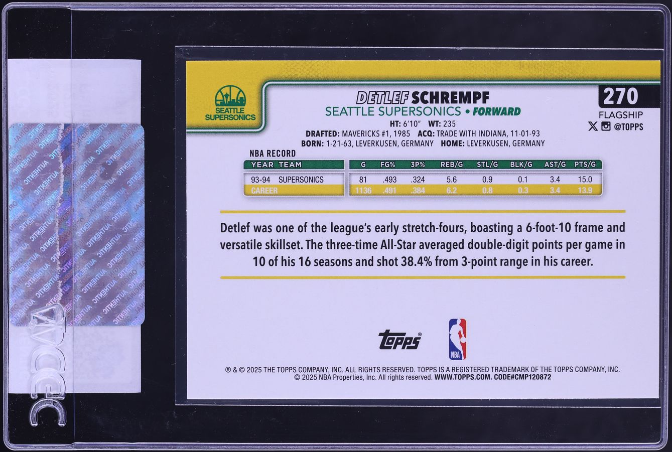 2025 Topps Rainbow Foilboard Detlef Schrempf #270 CGC AUTH on Fanatics ...