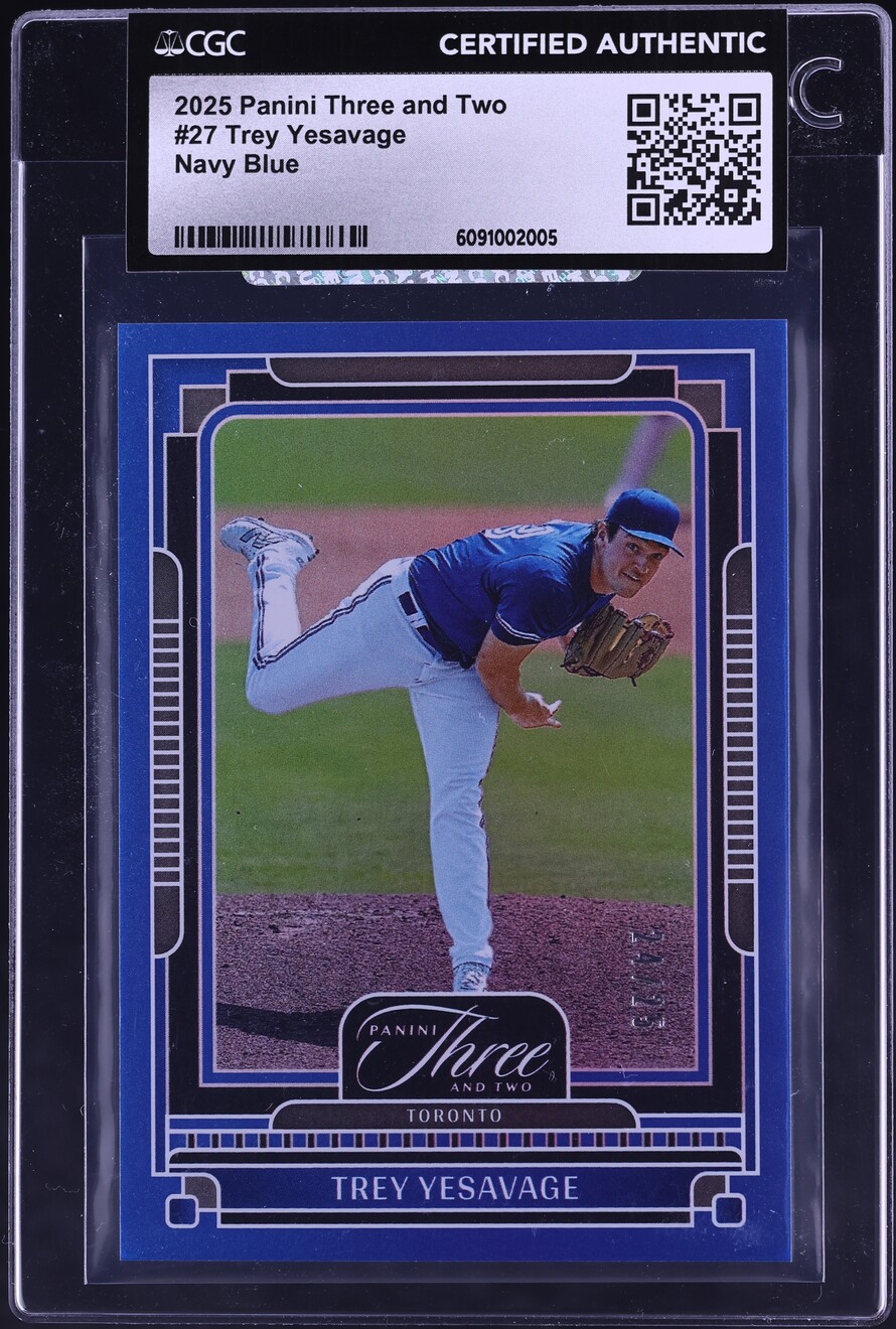2025 Panini Three And Two Navy Blue Trey Yesavage ROOKIE /25 #27 CGC AUTH on Fanatics Collect