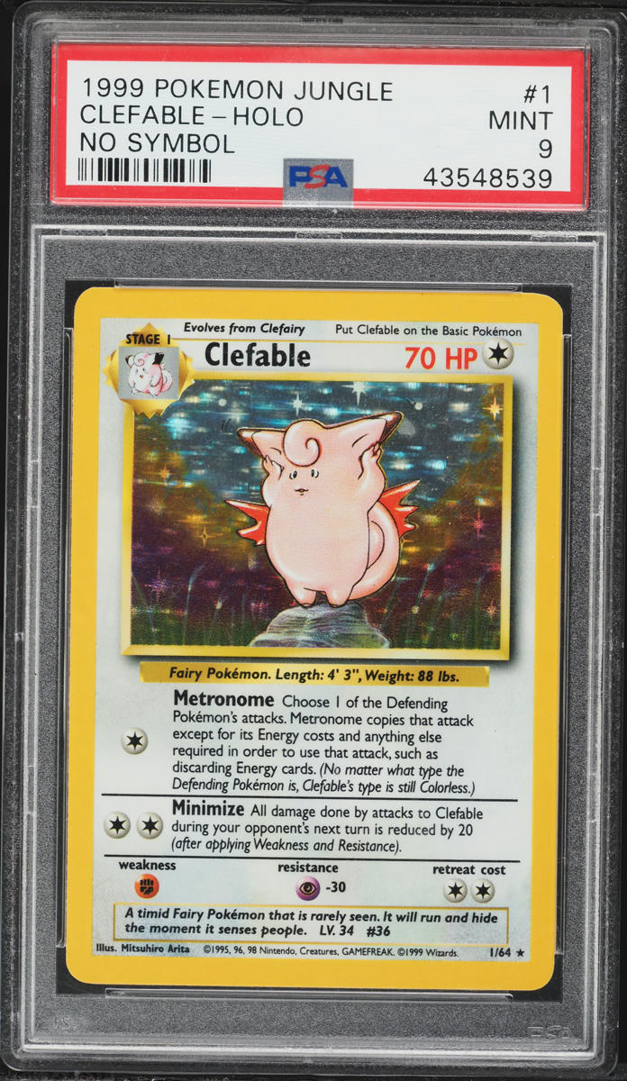 1999 Pokemon Jungle No Symbol Holo Clefable #1 PSA 9 MINT on Fanatics ...