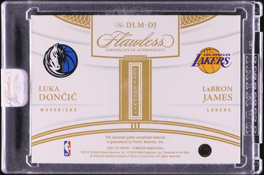 2021 Panini Flawless Dual Luka Doncic & LeBron James GAME-USED NBA ...