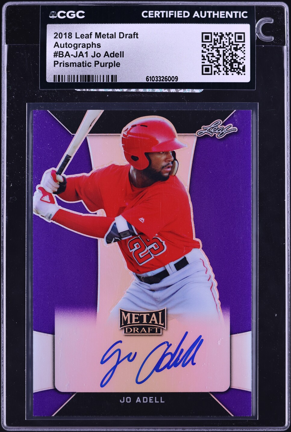 2018 Leaf Metal Draft Prismatic Purple Jo Adell ROOKIE AUTO /25 #BA-JA1 ...