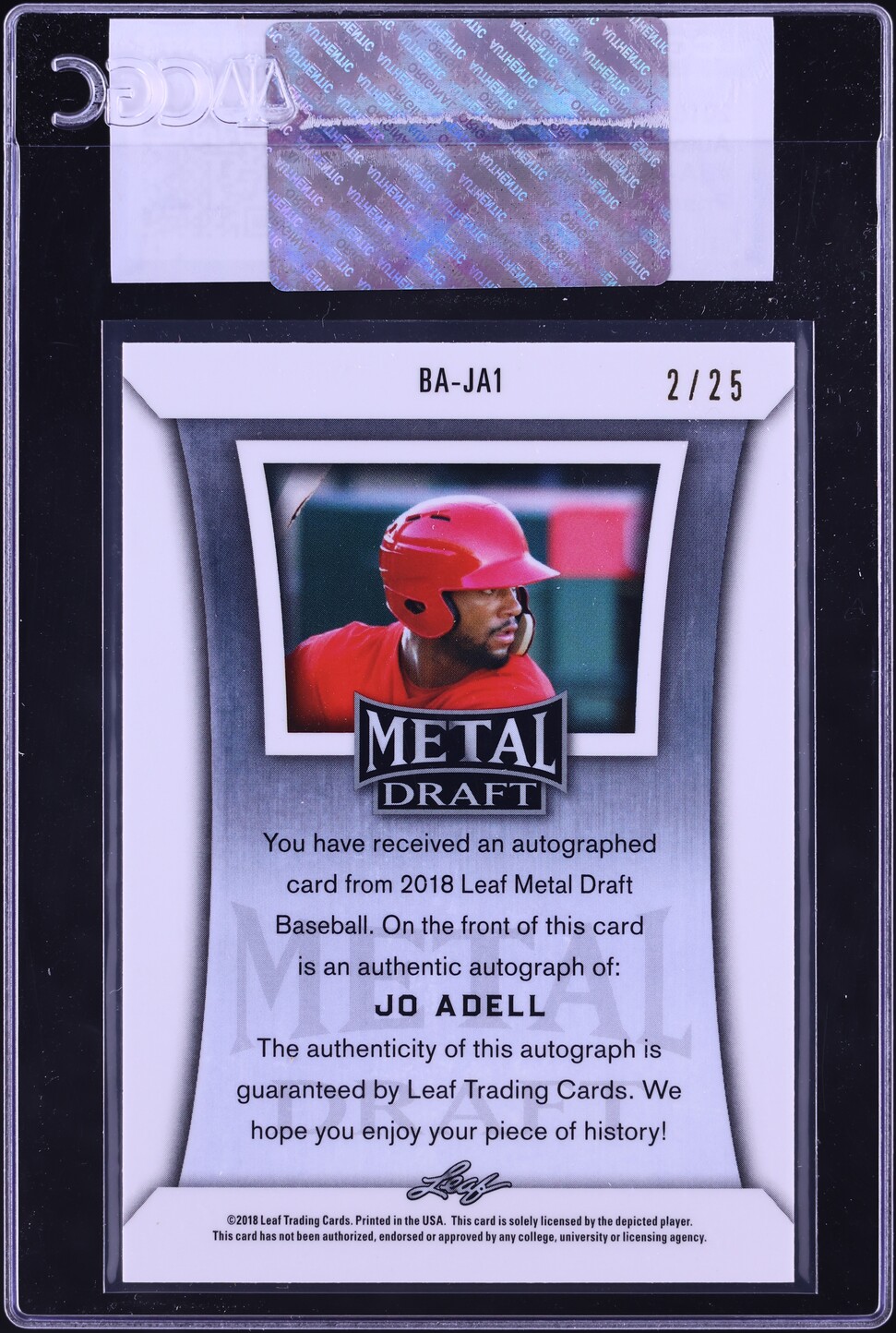 2018 Leaf Metal Draft Prismatic Purple Jo Adell ROOKIE AUTO /25 #BA-JA1 ...