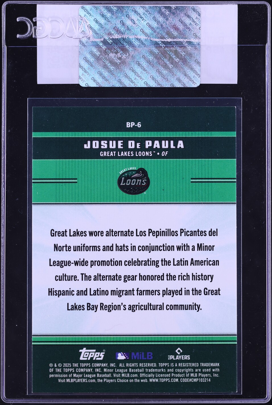 2025 Topps Pro Debut Ballpark Promos Josue De Paula PROSPECT #BP-6 CGC ...