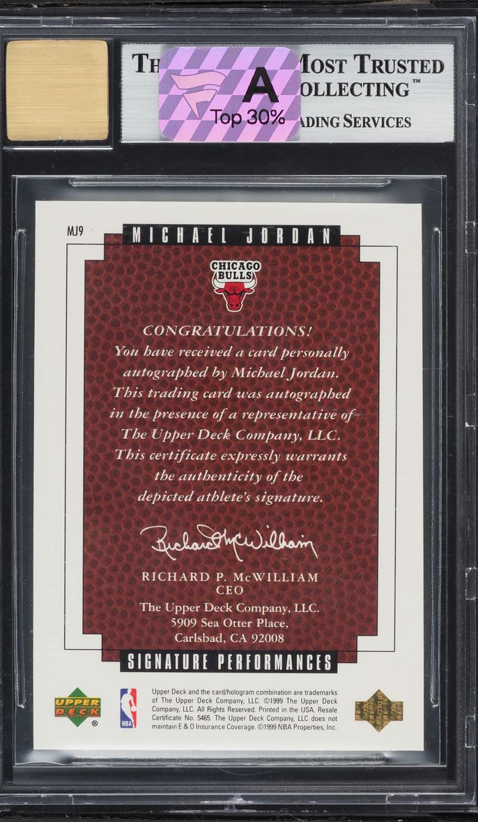 1999 UD MJ Master Collection Signature Performances Michael Jordan AUTO ...