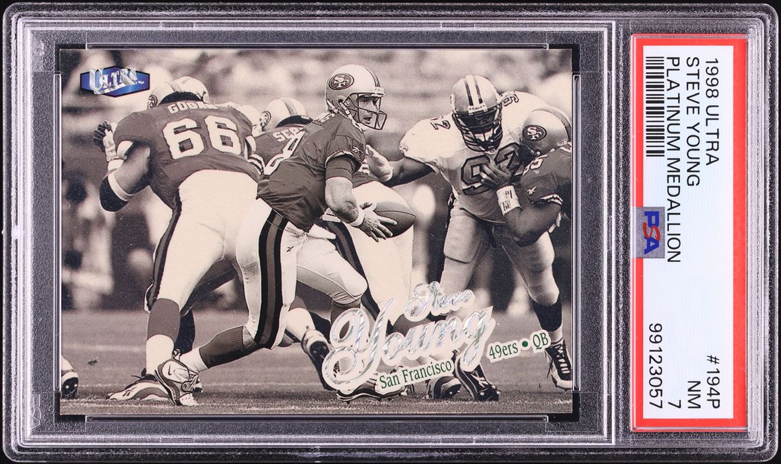 1998 Ultra Platinum Medallion Steve Young /98 #194P PSA 7 NRMT on ...