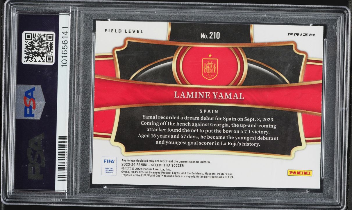 2023 Select Field Level FIFA Purple Mojo Lamine Yamal ROOKIE #210 PSA ...