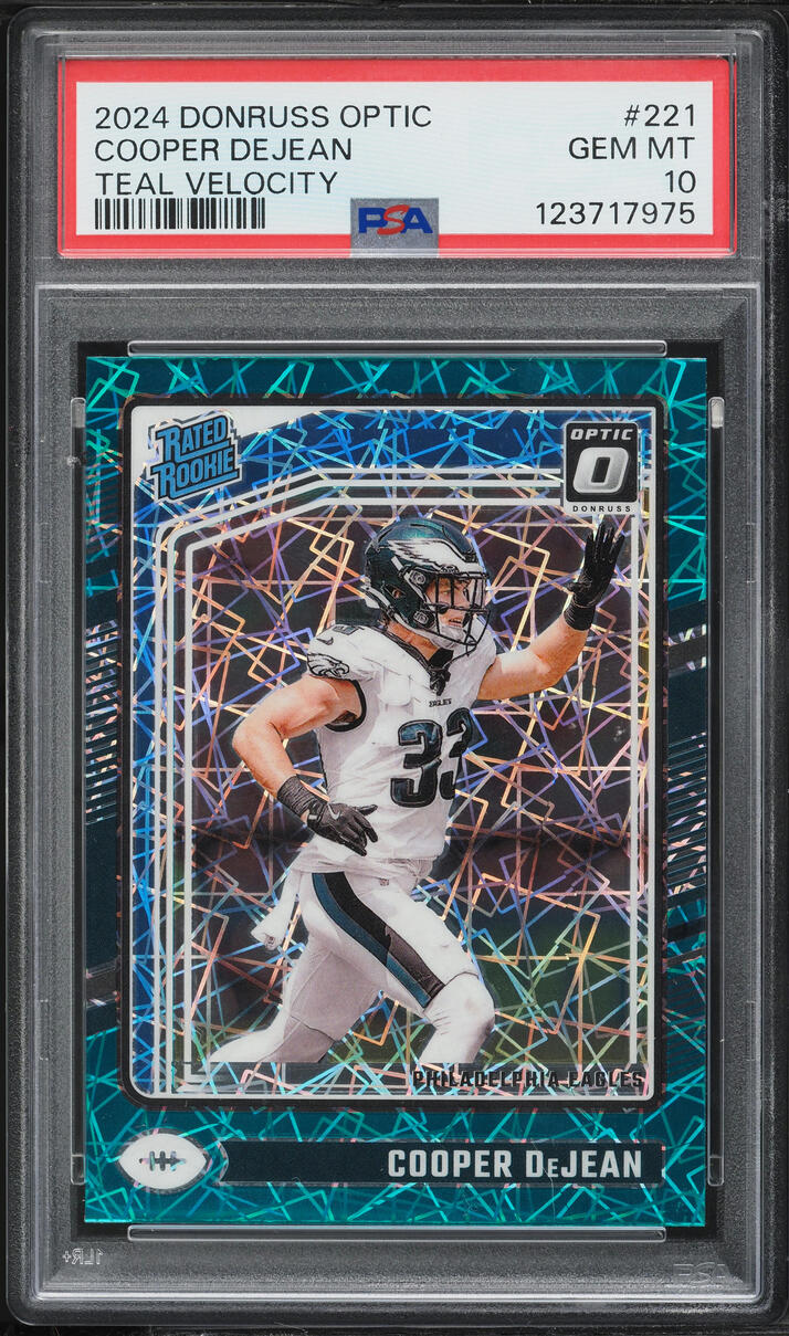 2024 Donruss Optic Teal Velocity Cooper DeJean ROOKIE #221 PSA 10 GEM ...