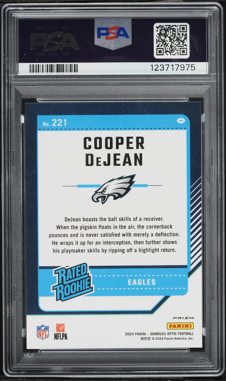 2024 Donruss Optic Teal Velocity Cooper DeJean ROOKIE #221 PSA 10 GEM ...