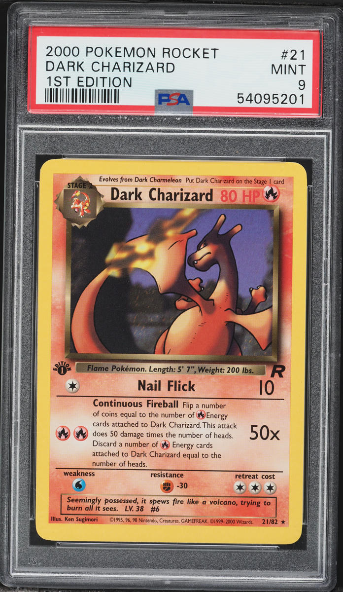 2000 Pokemon Team Rocket 1st Edition Dark Charizard #21 PSA 9 MINT on ...