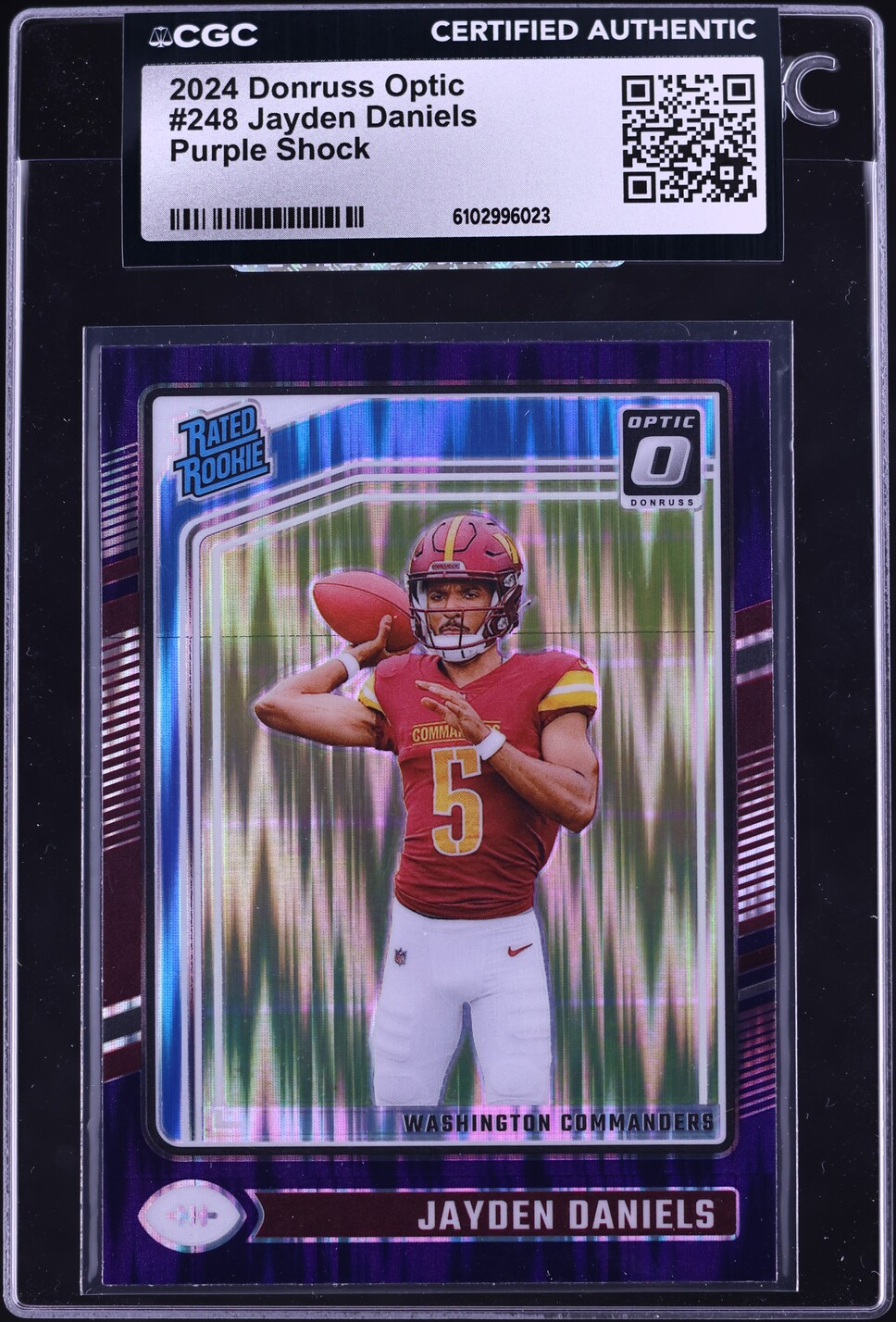 2024 Donruss Optic Purple Shock Jayden Daniels ROOKIE #248 CGC AUTH on ...