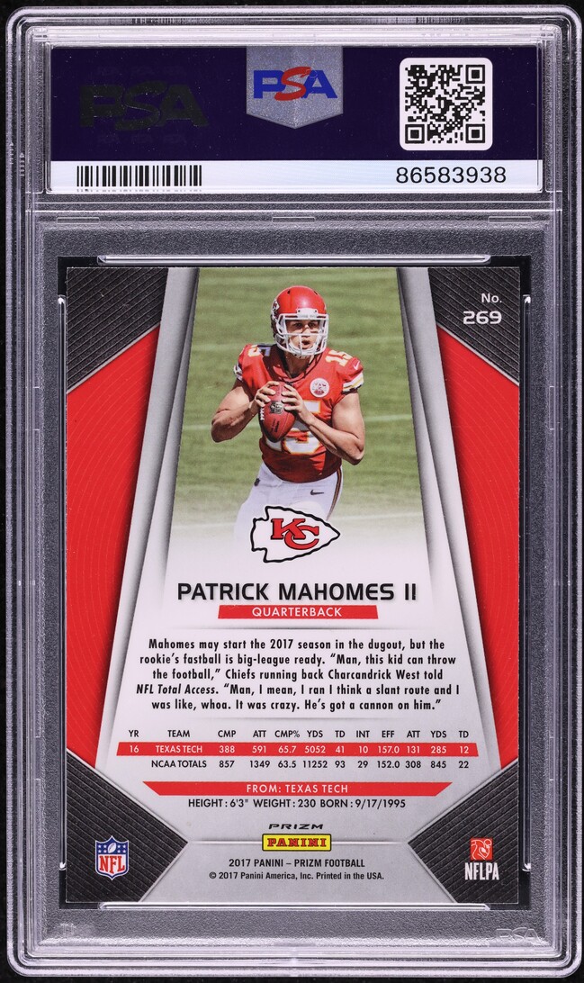 2017 Panini Prizm Silver Patrick Mahomes II ROOKIE #269 PSA 9 MINT on ...