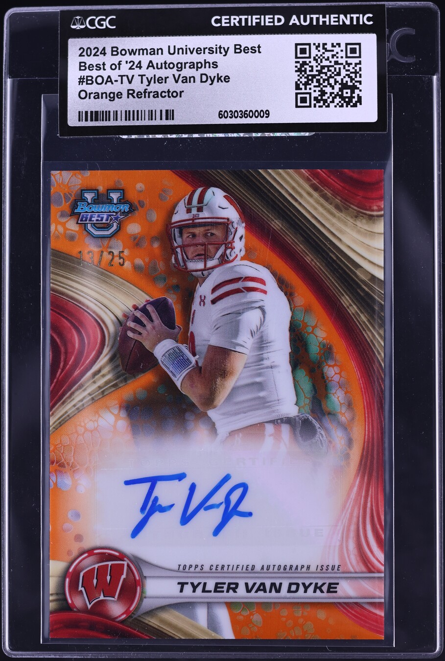2024 Bowman University Best Of '24 Orange Tyler Van Dyke RC AUTO /25 ...