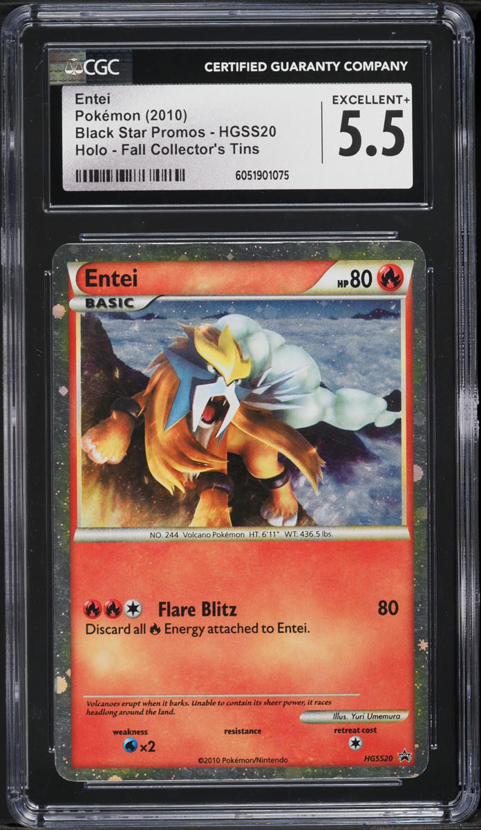 2010 Pokemon HGSS Black Star Promo Holo Fall Collector's Tins Entei CGC ...