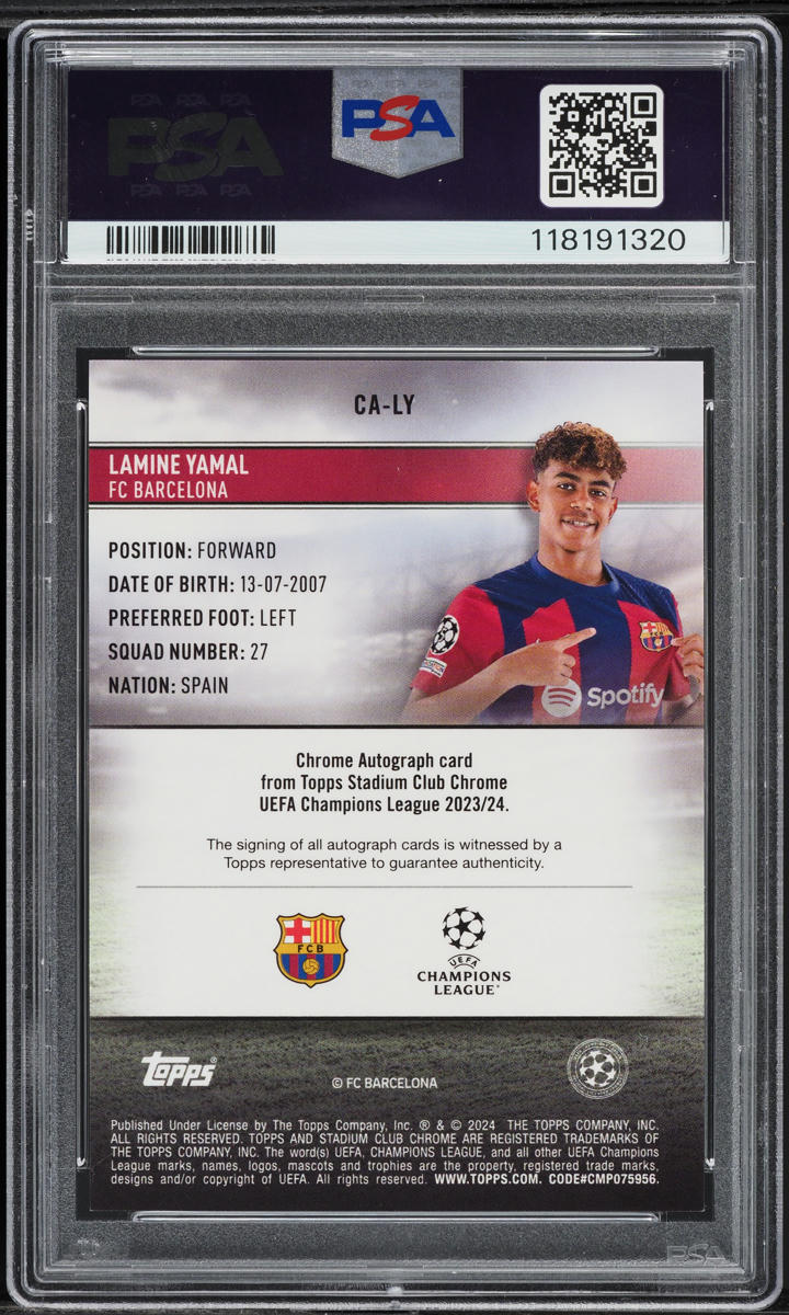 2023 Stadium Club Chrome UEFA Mo Neon Green Lamine Yamal AUTO DNA 10 / ...