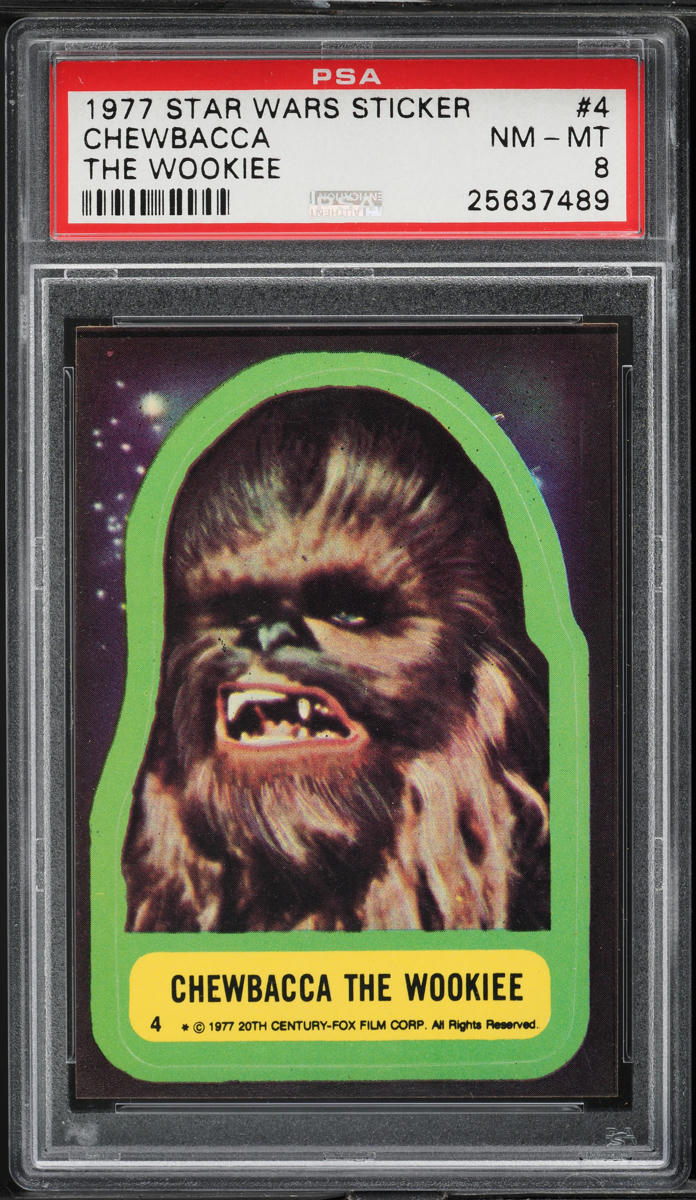 1977 Topps Star Wars Sticker Chewbacca The Wookie #4 PSA 8 NM-MT on ...