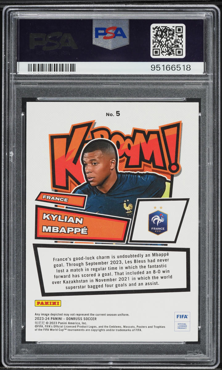 2023 Panini Donruss FIFA Kaboom! Kylian Mbappe #5 PSA 10 GEM MINT on ...