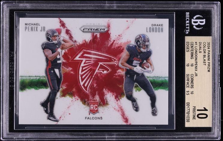 2024 Panini Prizm Color Blast Duals Drake London Michael Penix Jr. RC ...