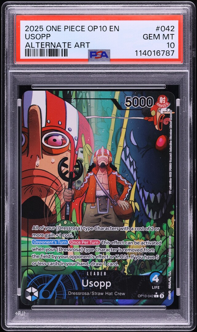 2025 One Piece Royal Blood Alt Art Leader Usopp #OP10-042 PSA 10 GEM ...