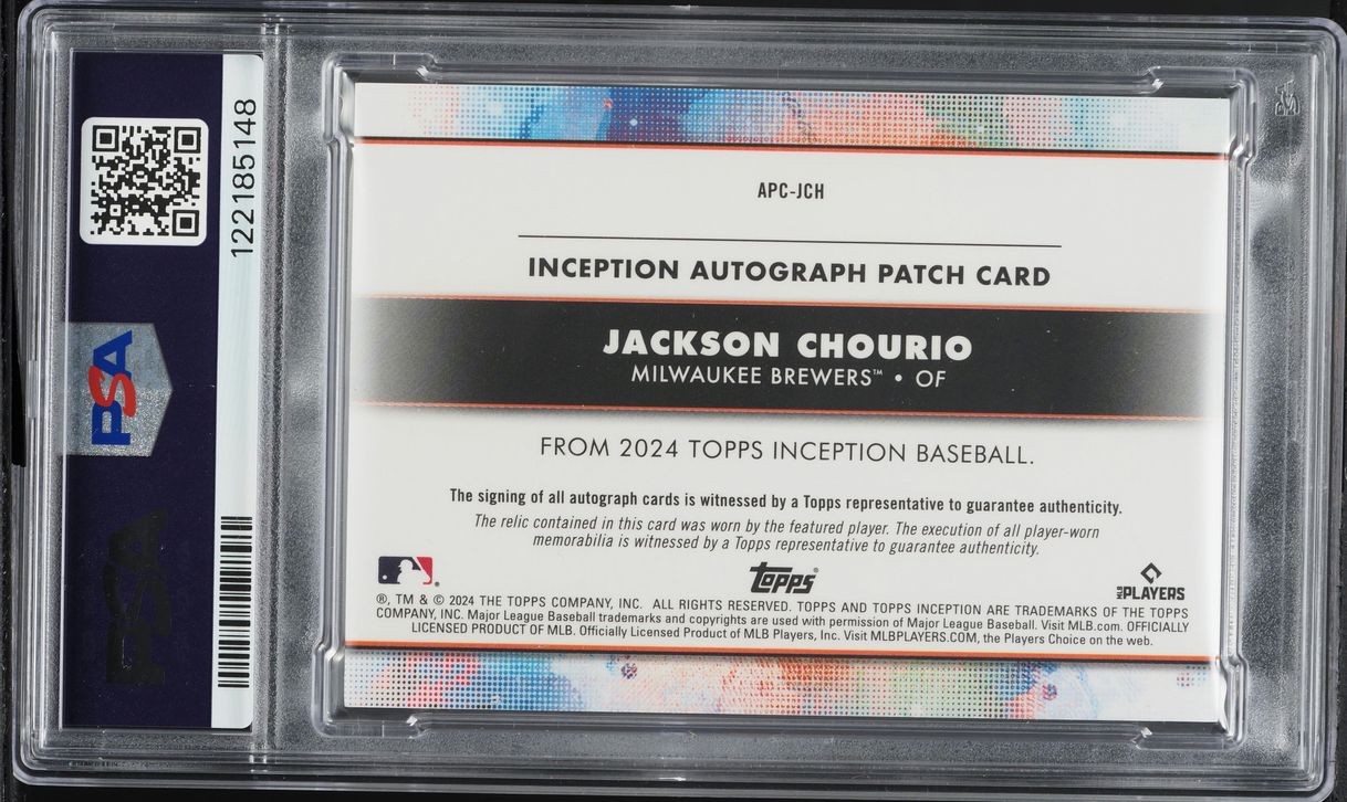 2024 Topps Inception Orange Jackson Chourio ROOKIE PATCH AUTO DNA 10 10 ...
