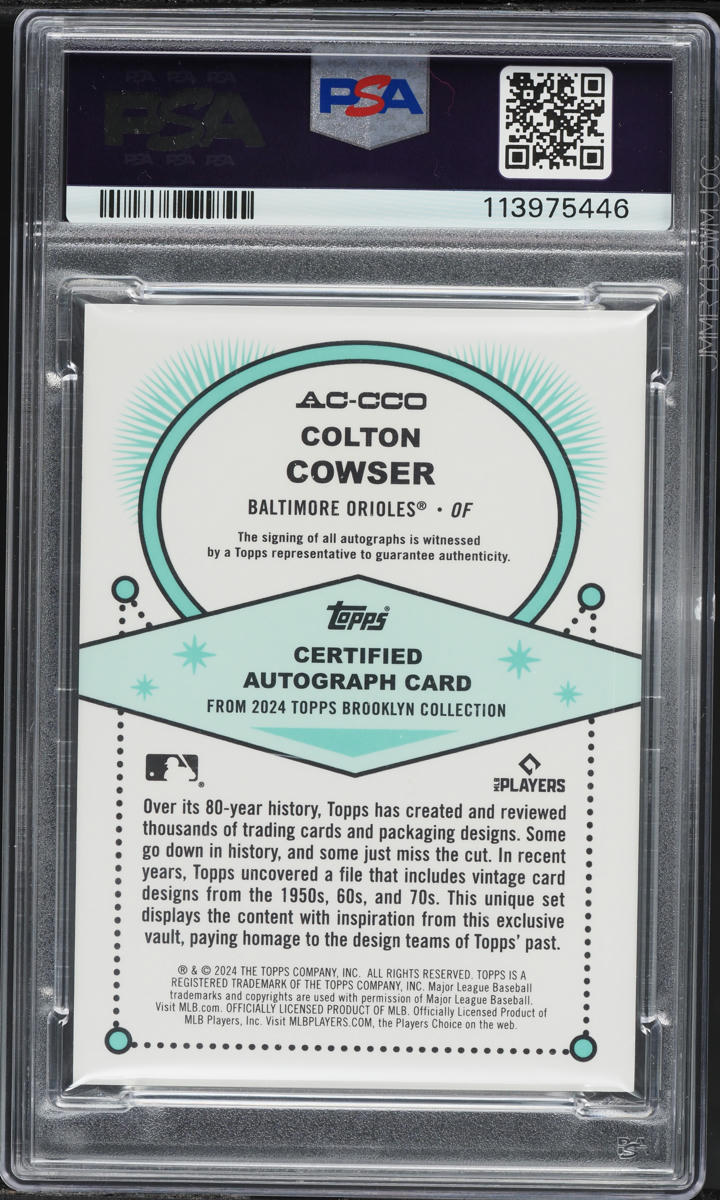 2024 Topps Brooklyn Collection Colton Cowser ROOKIE AUTO /99 #CCO PSA ...