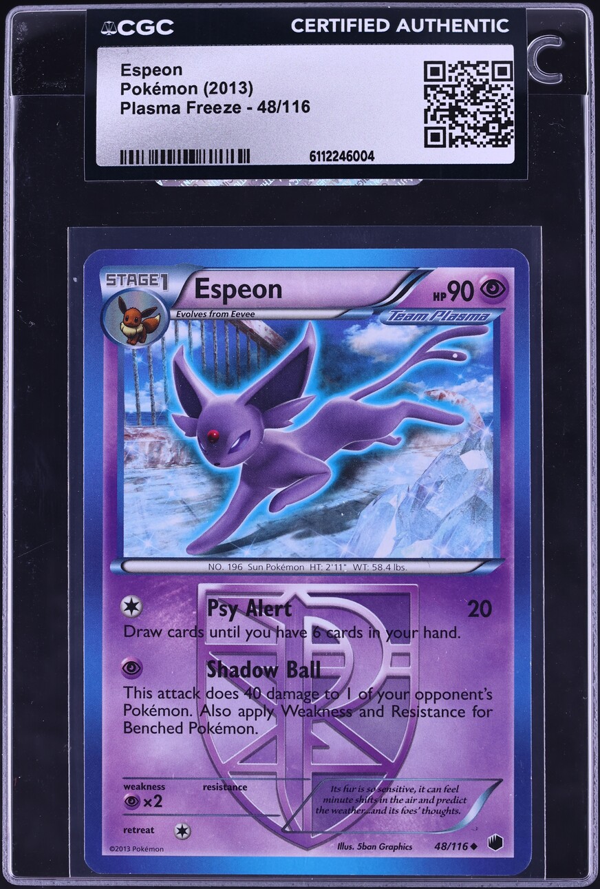 2013 Pokemon Black & White Plasma Freeze Espeon #48 CGC AUTH on ...