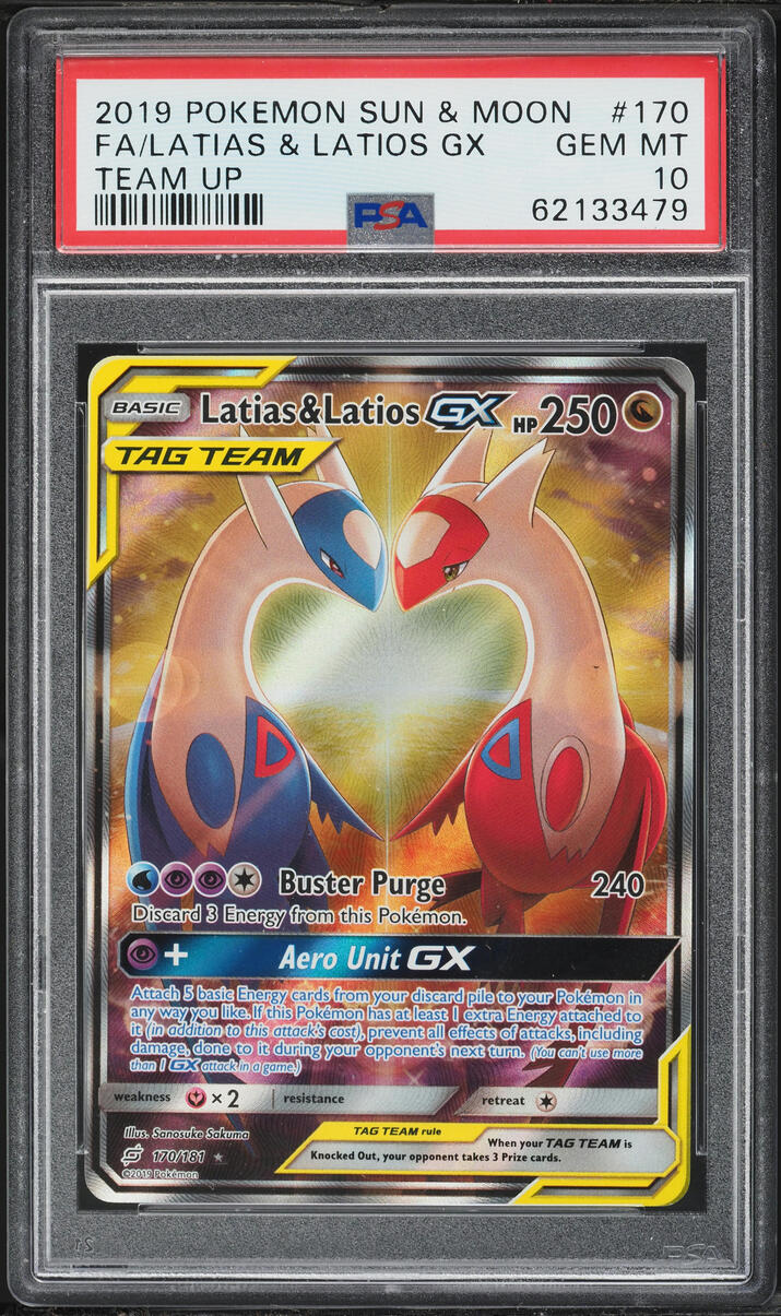 2019 Pokemon Sun & Moon Team Up Full Art Latias & Latios GX #170 PSA 10 ...