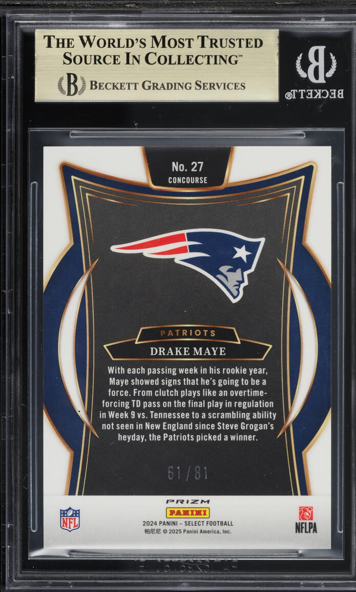 2024 Select Concourse Dragon Scale Prizm Drake Maye ROOKIE /81 #27 BGS ...