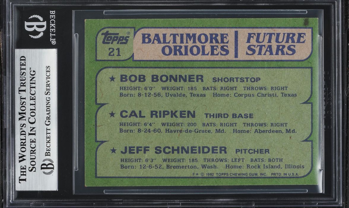 1982 Topps Cal Ripken Jr. ROOKIE AUTO #21 BAS BGS 8 NM-MT on Fanatics ...