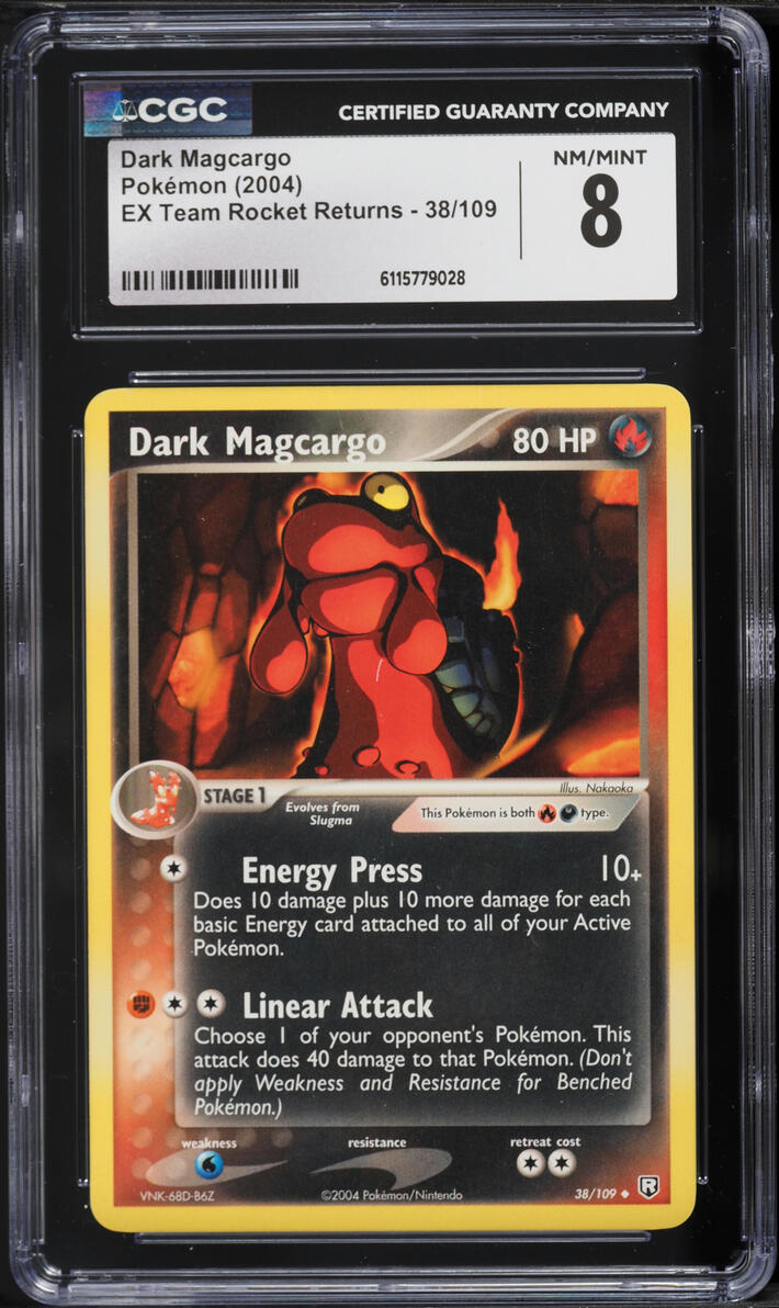 2004 Pokemon EX Team Rocket Returns Dark Magcargo #38 CGC 8 NM-MT on ...