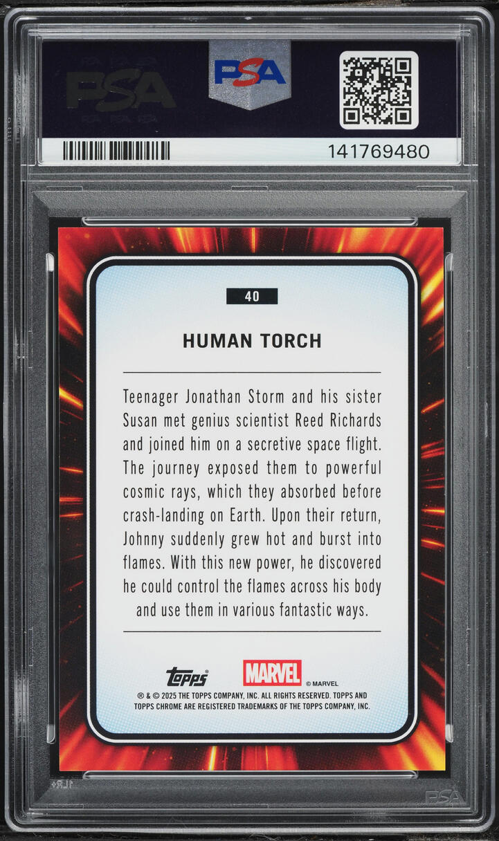 2025 Topps Chrome Marvel Yellow Lava Human Torch #40 PSA 10 GEM MINT on ...