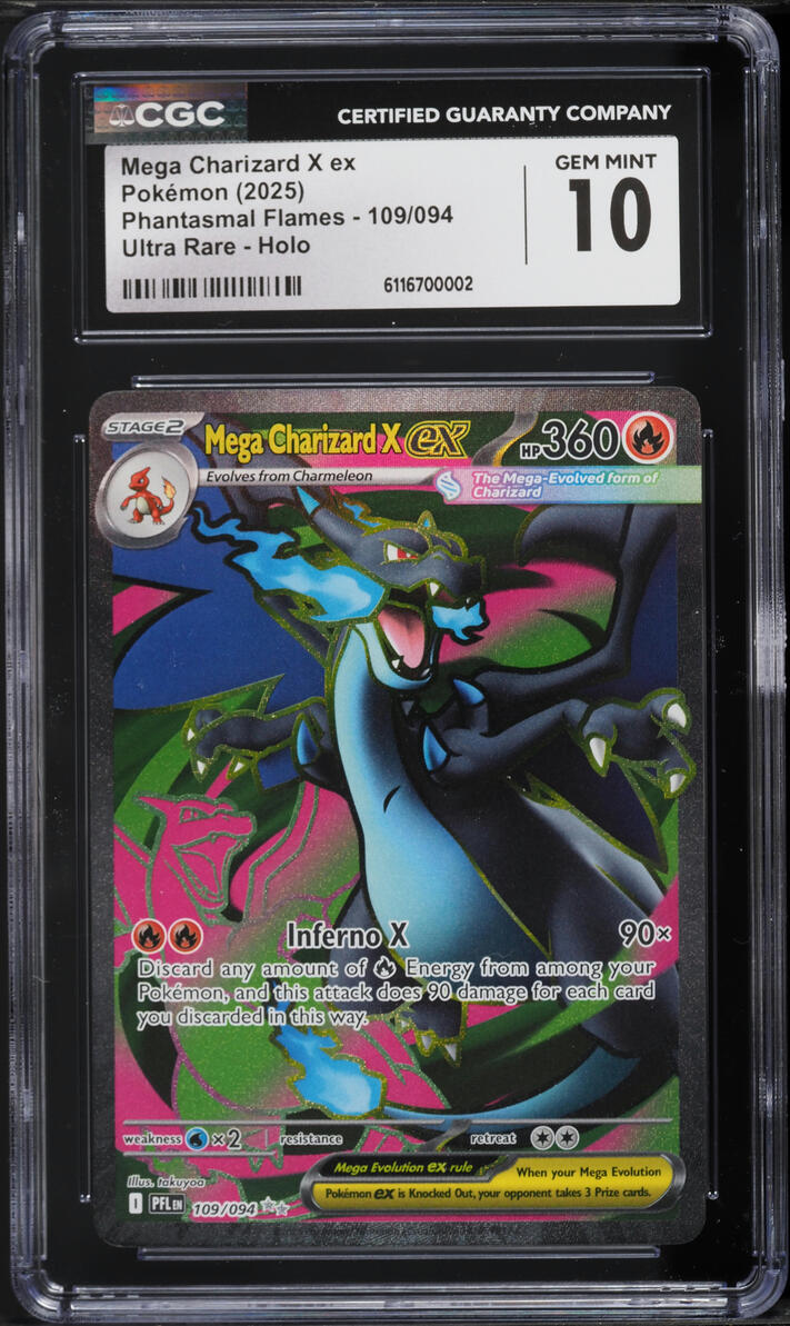 2025 Pokemon Mega Phantasmal Flames Full Art Mega Charizard X ex #109 ...