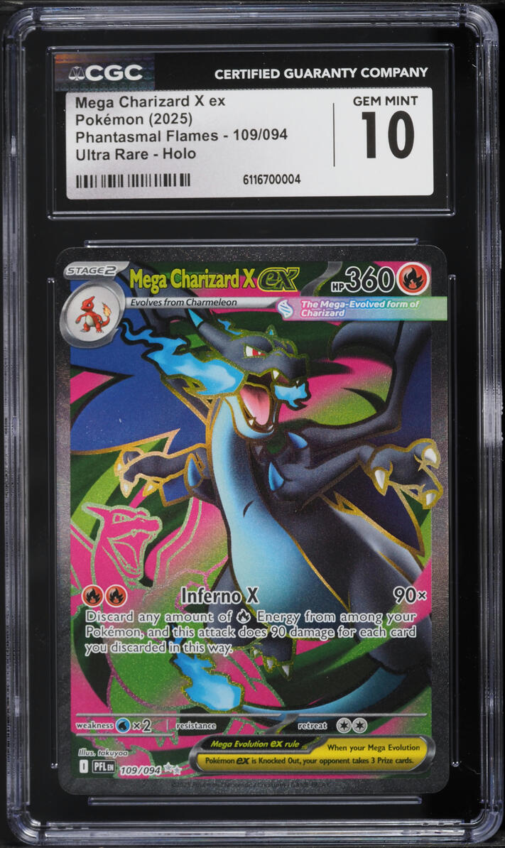 2025 Pokemon Mega Phantasmal Flames Full Art Mega Charizard X ex #109 ...