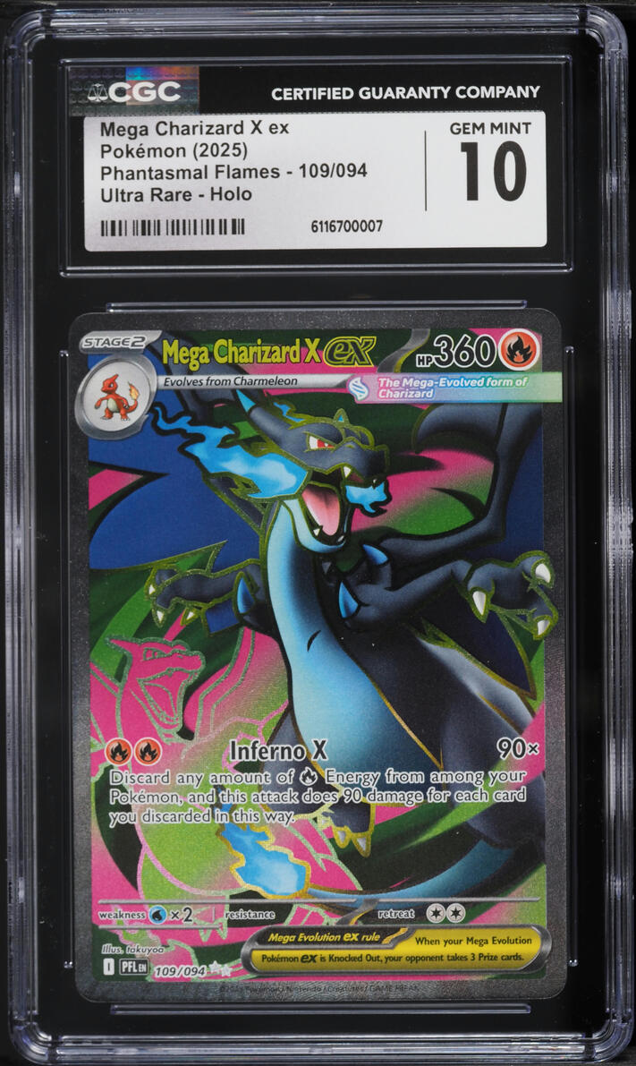 2025 Pokemon Mega Phantasmal Flames Full Art Mega Charizard X ex #109 ...