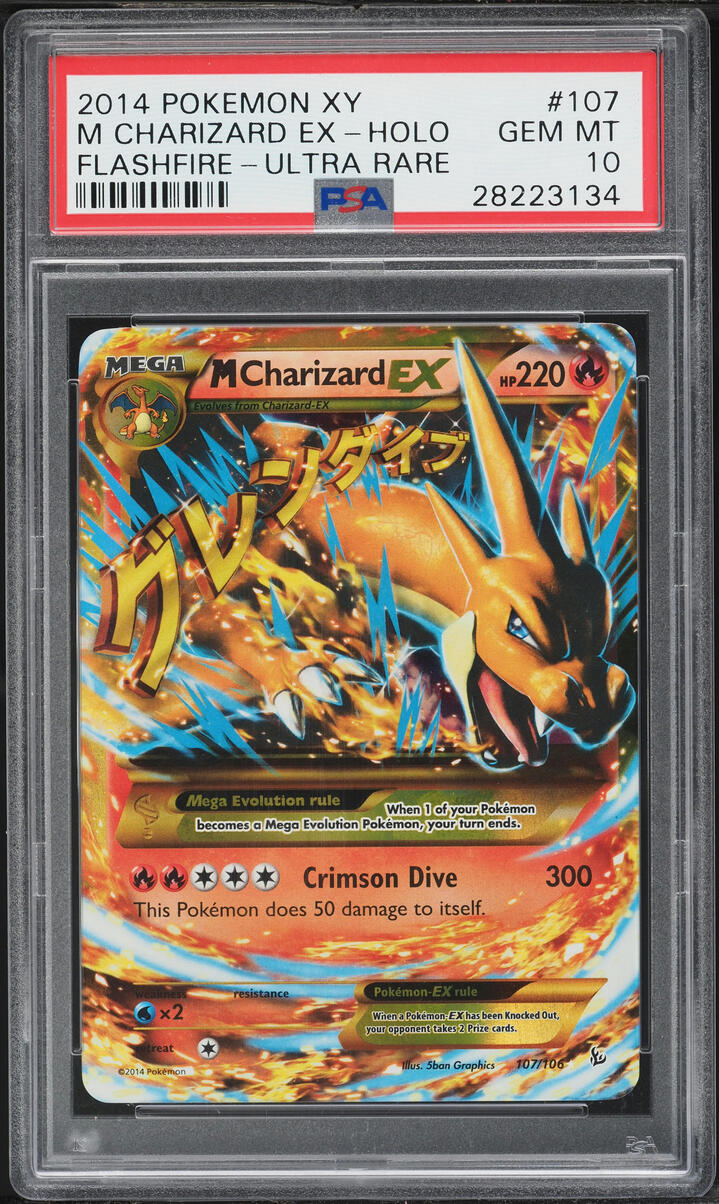 2014 Pokemon XY Flashfire Full Art Mega Charizard EX #107 PSA 10 GEM ...