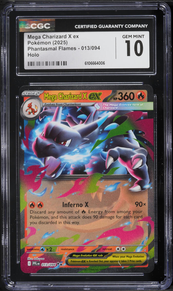 2025 Pokemon Mega Evolution Phantasmal Flames Holo Mega Charizard X ex ...